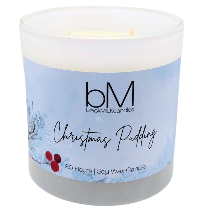 LIMITED EDITION White Glass Double Wick Candle - Christmas Pudding ...